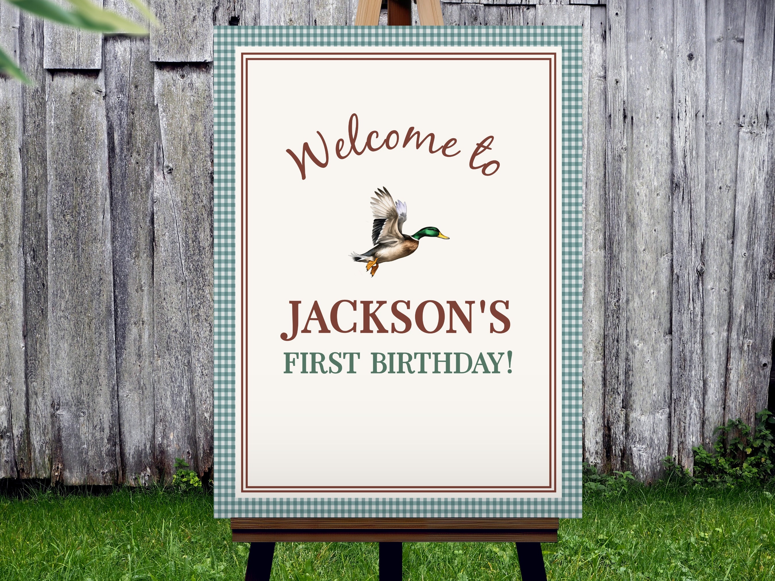 One Lucky Duck Birthday Party Welcome Sign, Editable Template, Boy ...