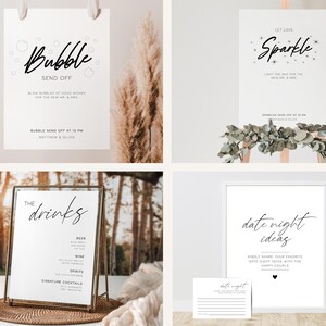 Minimalist Wedding Bundle Template, Editable Wedding and Reception ...