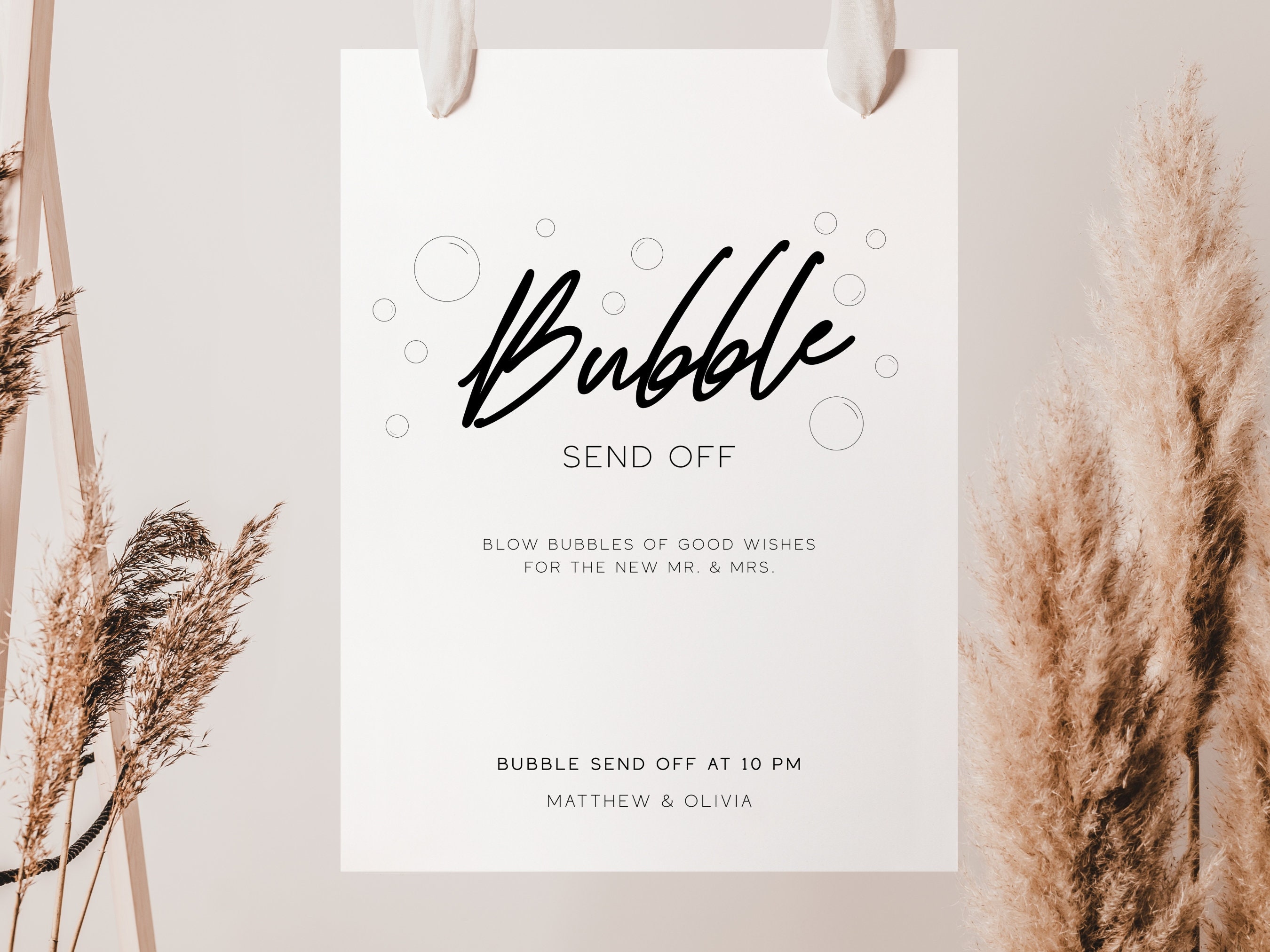 Bubble Send off Sign, Editable Modern Wedding Sign Template - 8x10 ...