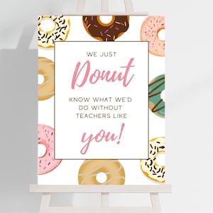 Teacher Appreciation Printable Sign - Donuts - Teacher Week - We Donut ...