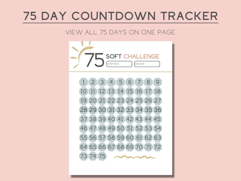75 Soft Challenge Tracker, 75 Day Challenge Printable, 75 Soft ...