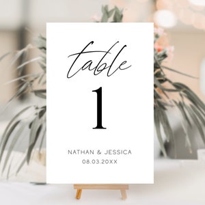 Wedding Table Number Signs - Editable, Minimalist, Elegant, Classic ...