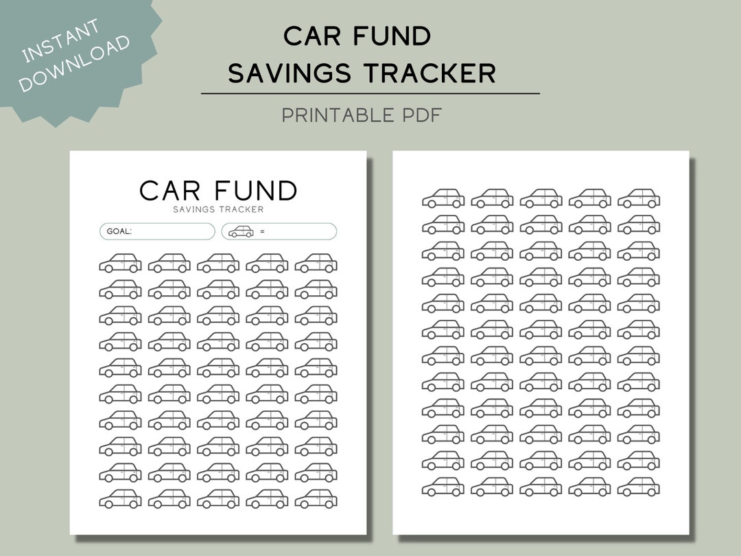 Car Fund Savings Tracker, Printable, Vehicle Savings Challenge, Car ...
