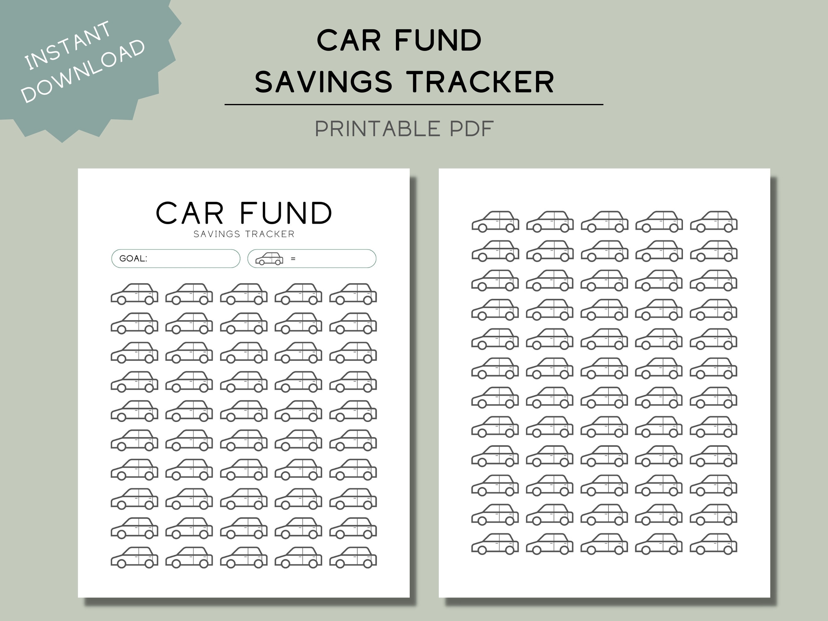 Car Fund Savings Tracker, Printable, Vehicle Savings Challenge, Car ...