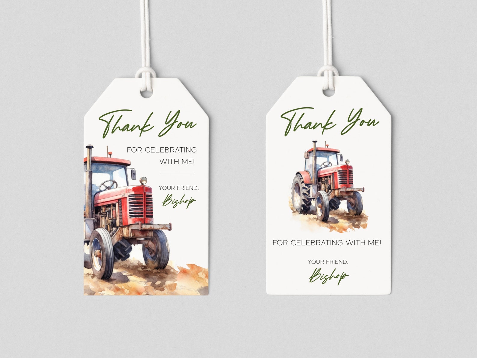 Red Tractor Birthday Party Favor Thank You Tags, Farm Themed Birthday ...