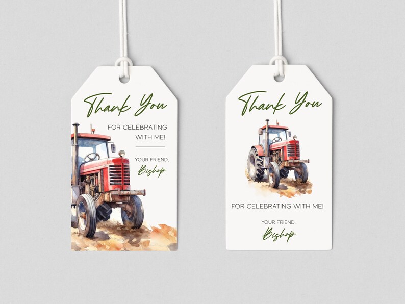 Red Tractor Birthday Party Favor Thank You Tags, Farm Themed Birthday ...