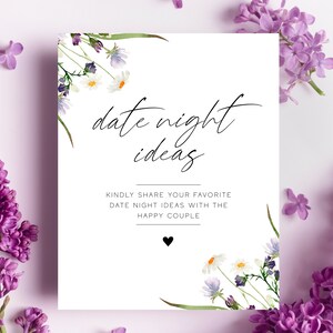 Date Night Ideas Printable Template- DIY Wedding Shower Advice - Dating ...
