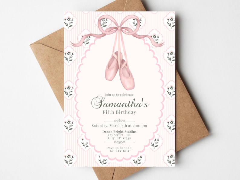 Ballet Birthday Party Invitation, Template, Ballerina Birthday ...