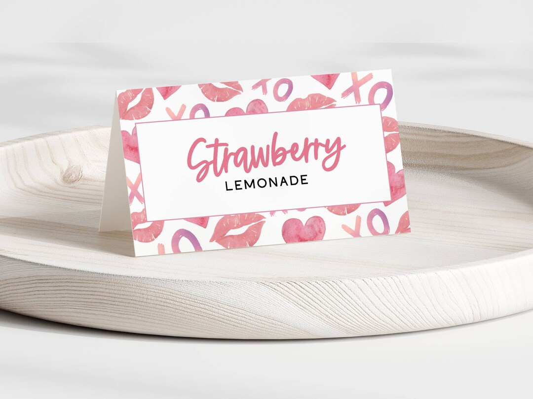 Galentine's Party Food Buffet Cards, Editable Template, Valentine's ...