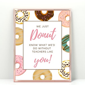 Teacher Appreciation Printable Sign - Donuts - Teacher Week - We Donut ...