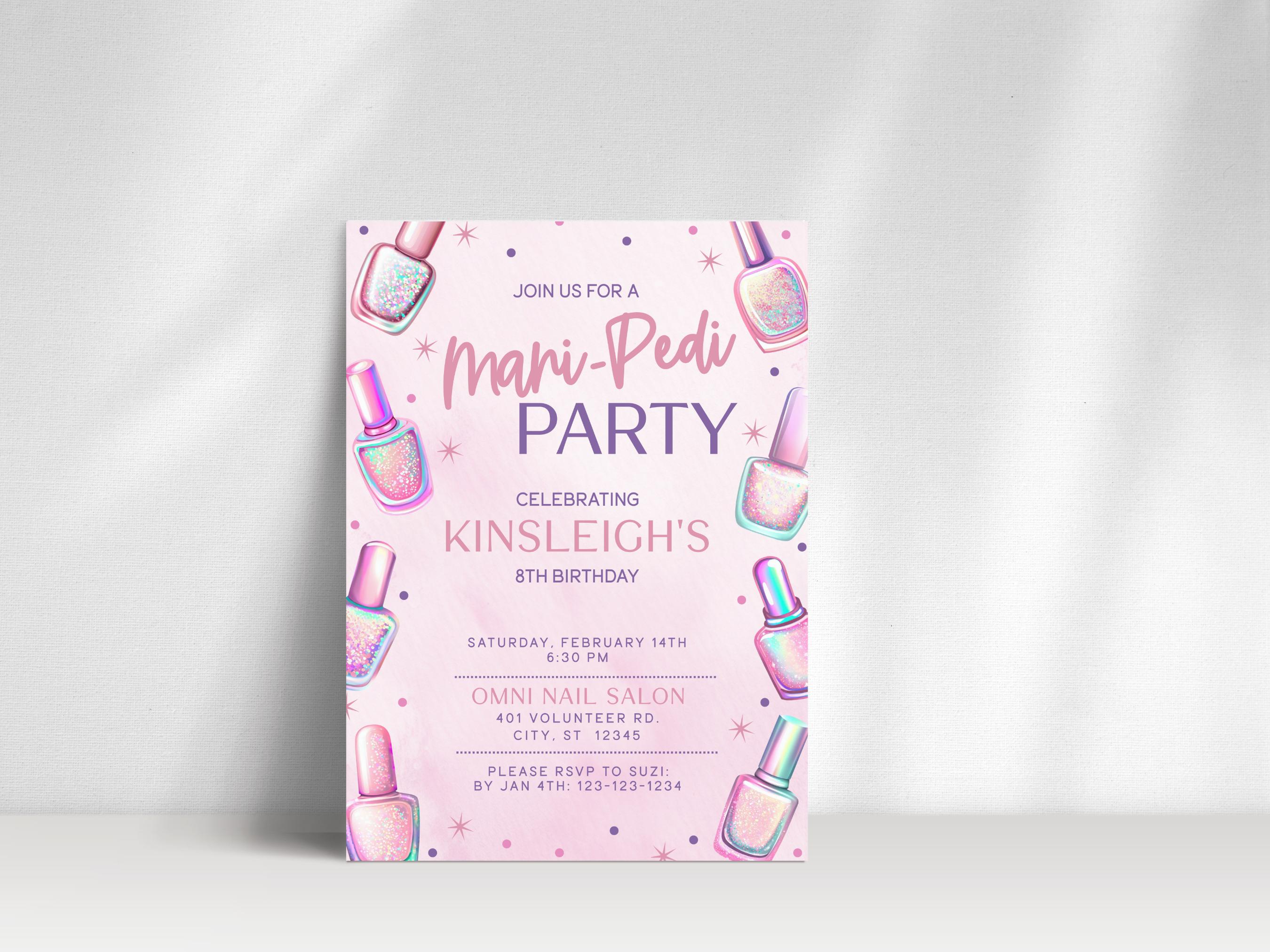 Mani - Pedi Birthday Party Invitation Template, Spa Day Birthday Party ...