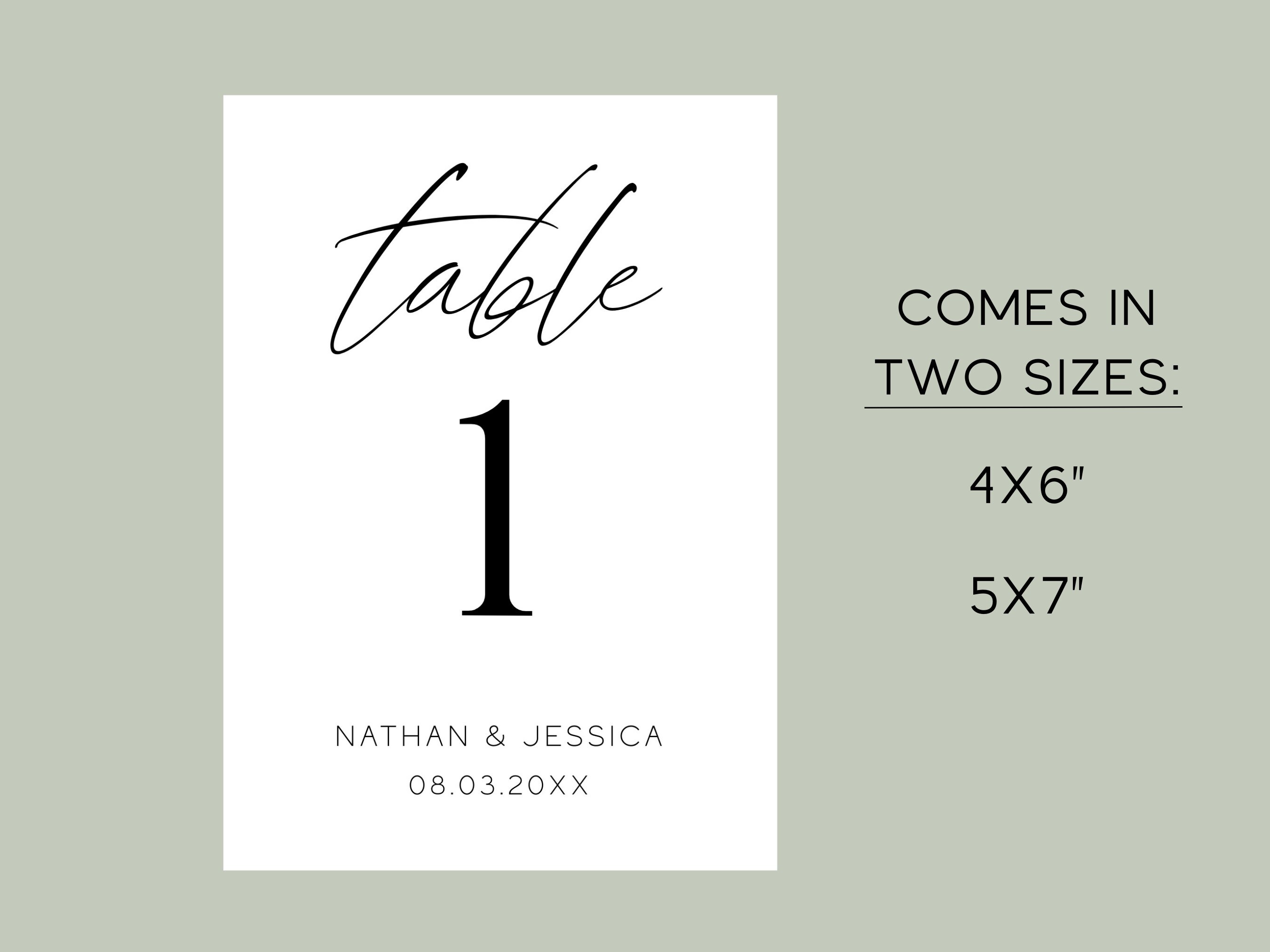 Wedding Table Number Signs - Editable, Minimalist, Elegant, Classic ...