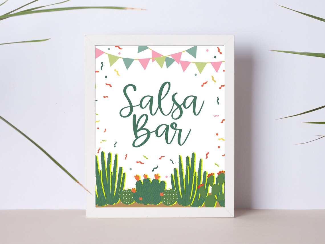 Fiesta Party Salsa Bar Sign - Bridal Shower - Baby Shower - Mexican ...