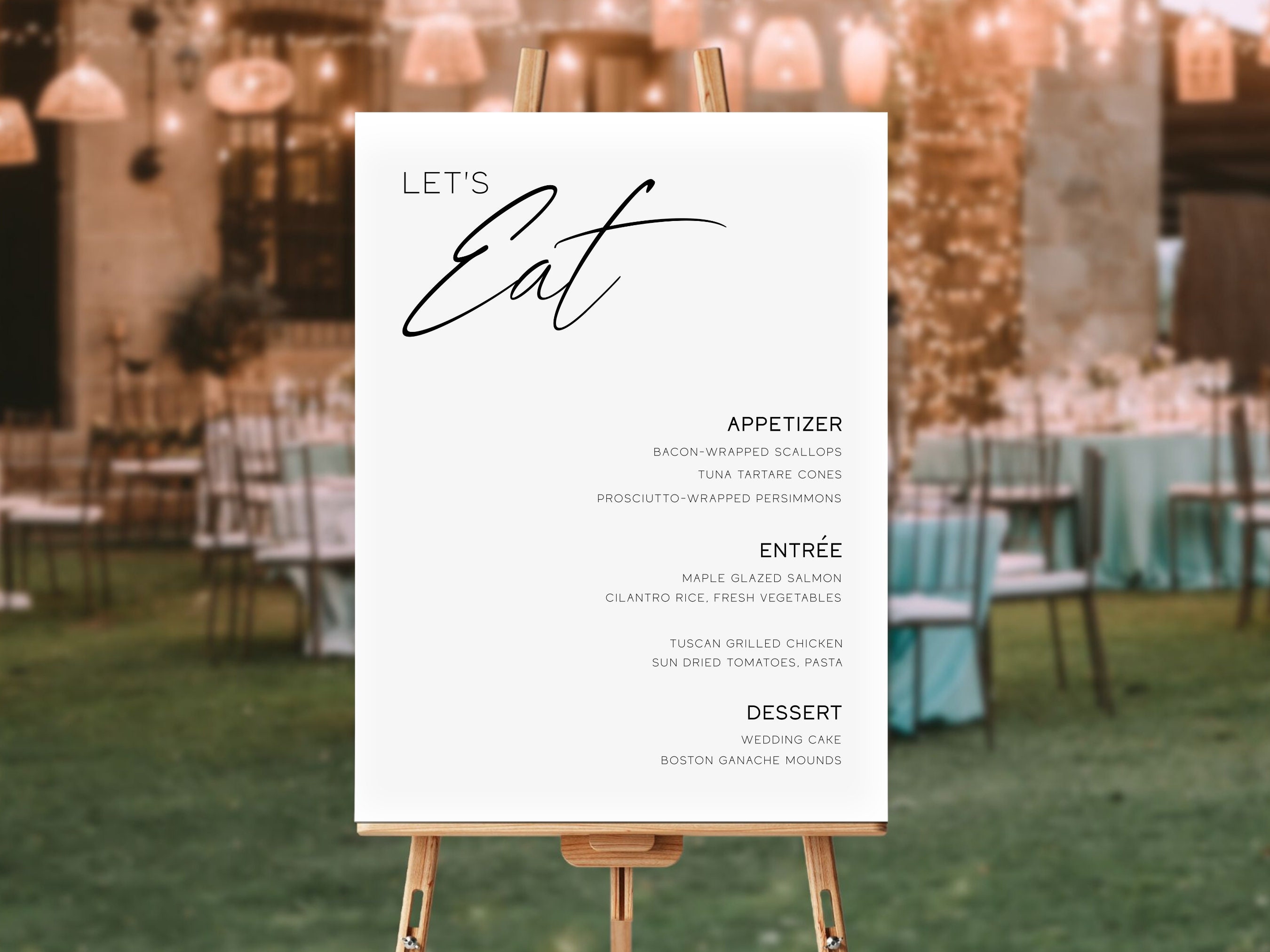 Modern Wedding Menu Poster - Let's Eat - Reception Buffet Sign - Modern ...
