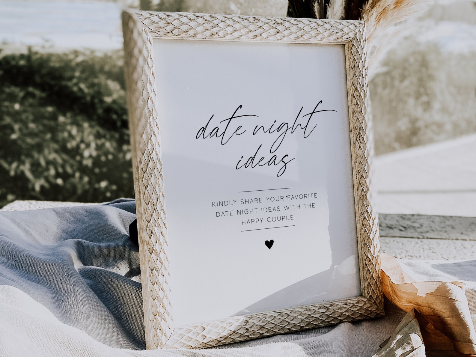 Modern Date Night Idea Sign and Cards - Editable Bridal Shower Game ...