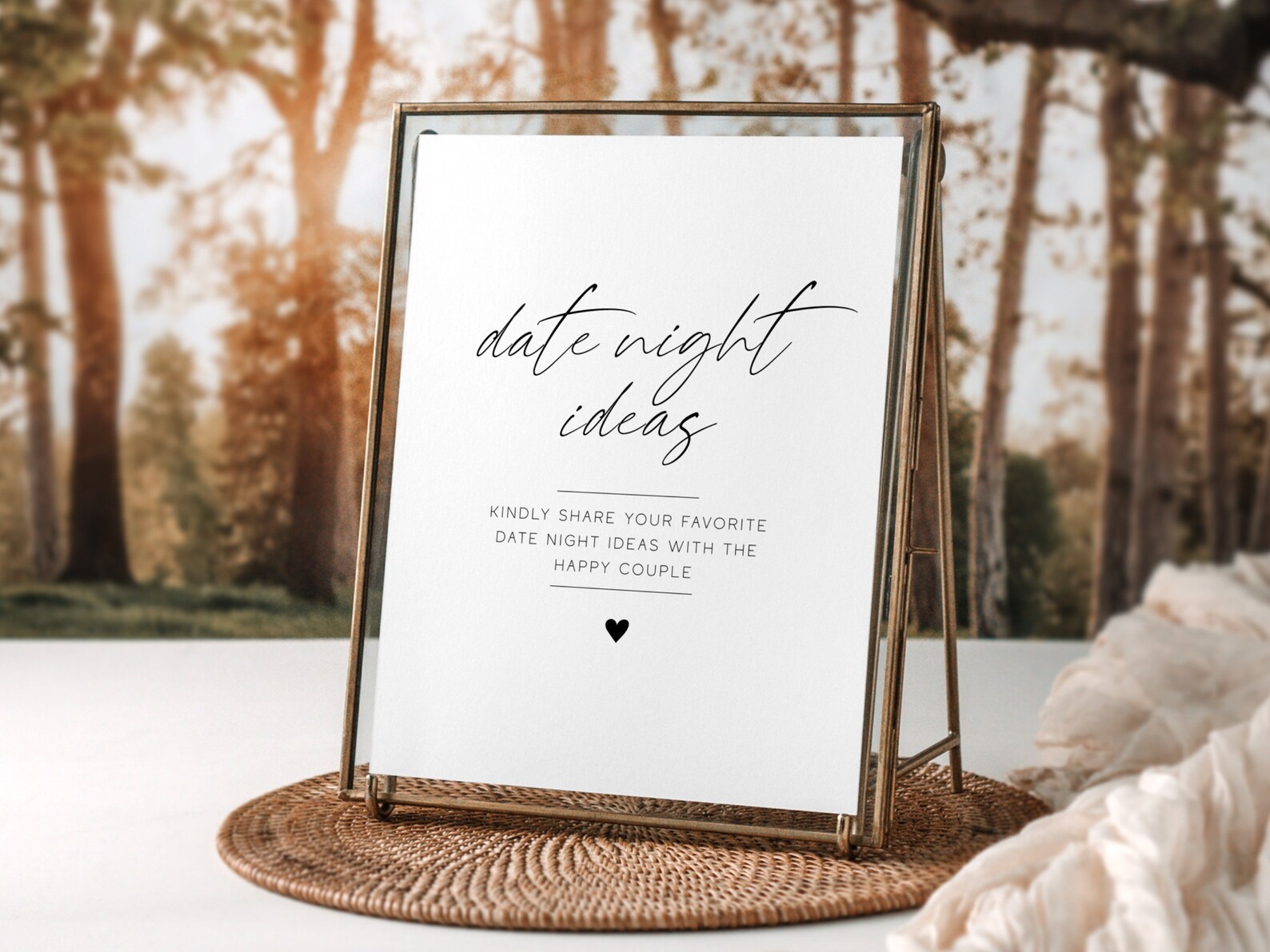 Modern Date Night Idea Sign and Cards - Editable Bridal Shower Game ...