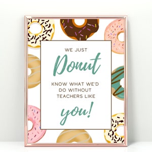 Teacher Appreciation Printable Sign - Donuts - Teacher Week - We Donut ...