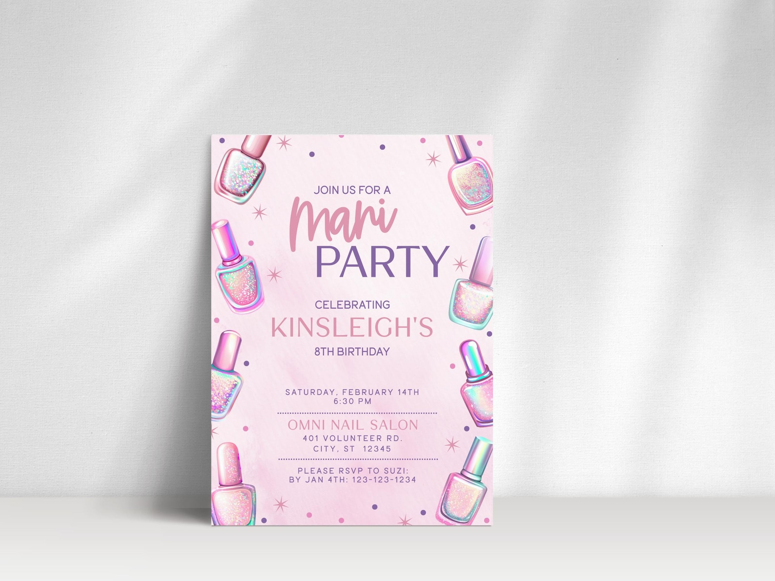 Mani Birthday Party Invitation Template, Spa Day Birthday Party ...