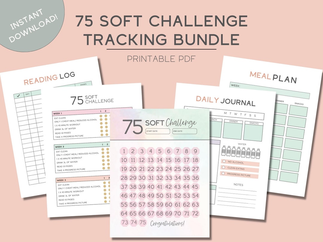 75 Soft Challenge Tracker, 75 Day Challenge Printable Tie Dye, Fitness ...
