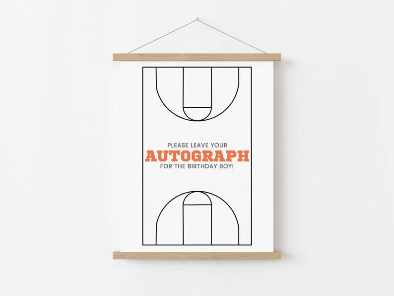 Basketball Autograph Station Sign, Template, Basketball Birthday ...