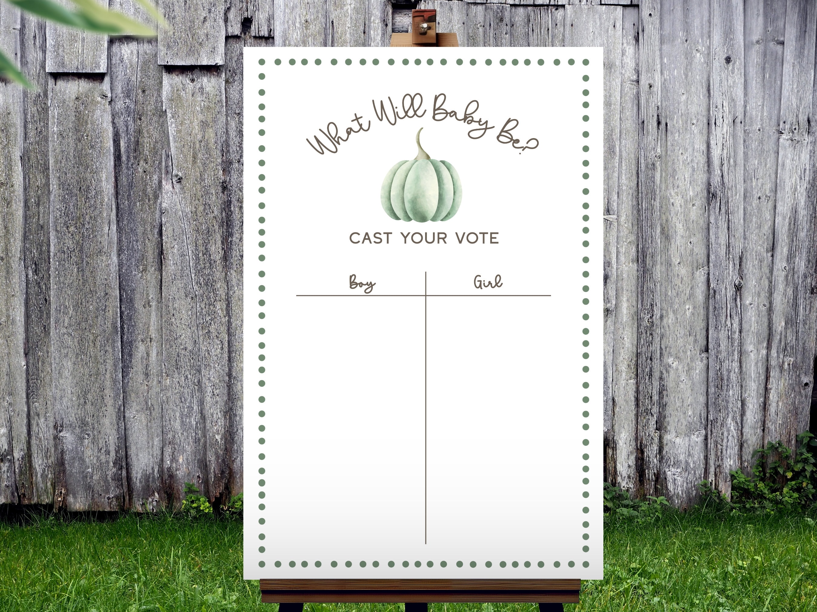 Pumpkin Gender Reveal Voting Poster, Editable Template, Fall Themed ...