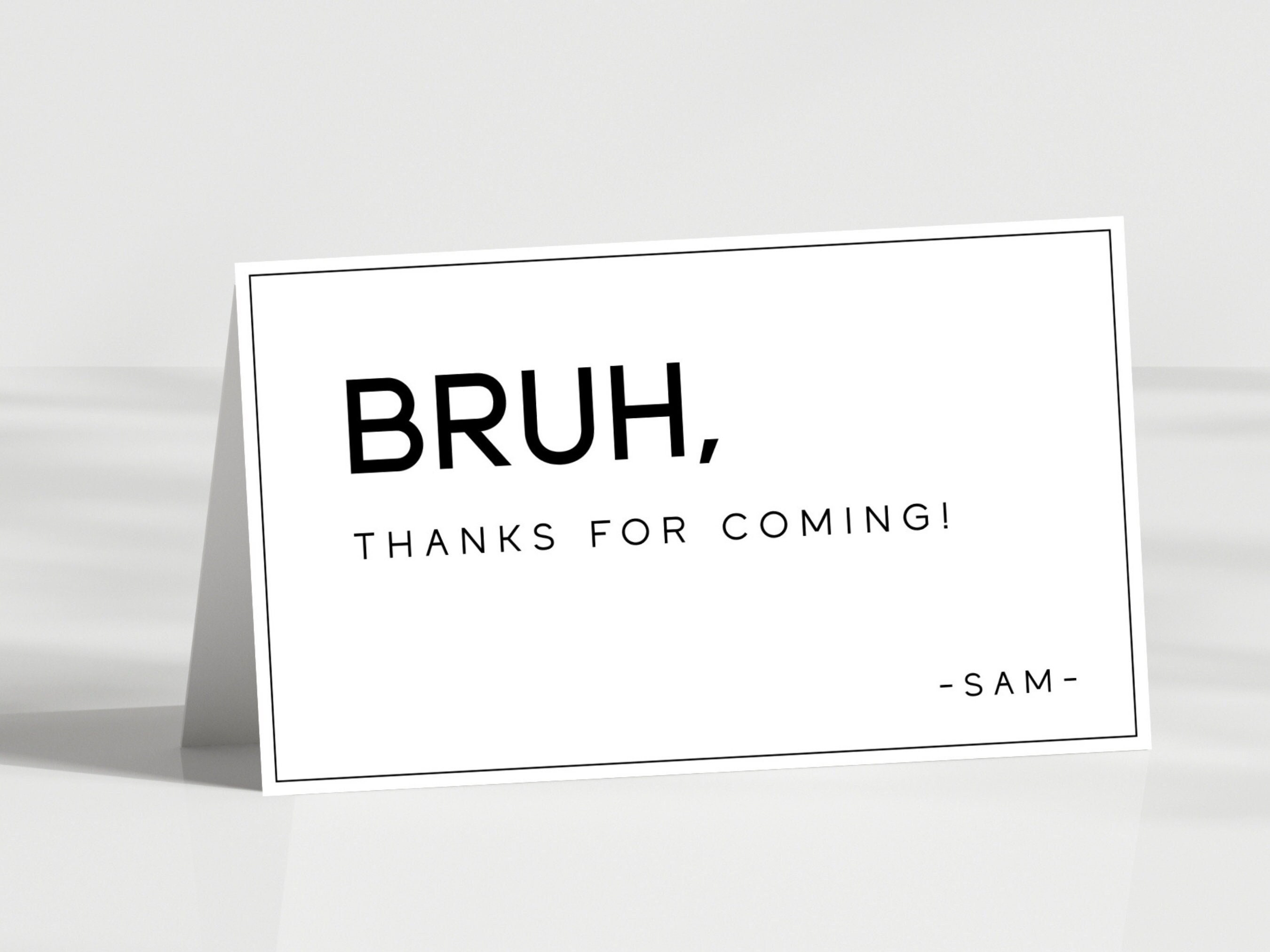Bruh Thank You Card Editable Template Teenage Birthday Thank You Card Preteen Birthday Thank