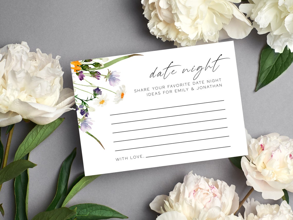 Date Night Ideas Printable Template- DIY Wedding Shower Advice - Dating ...