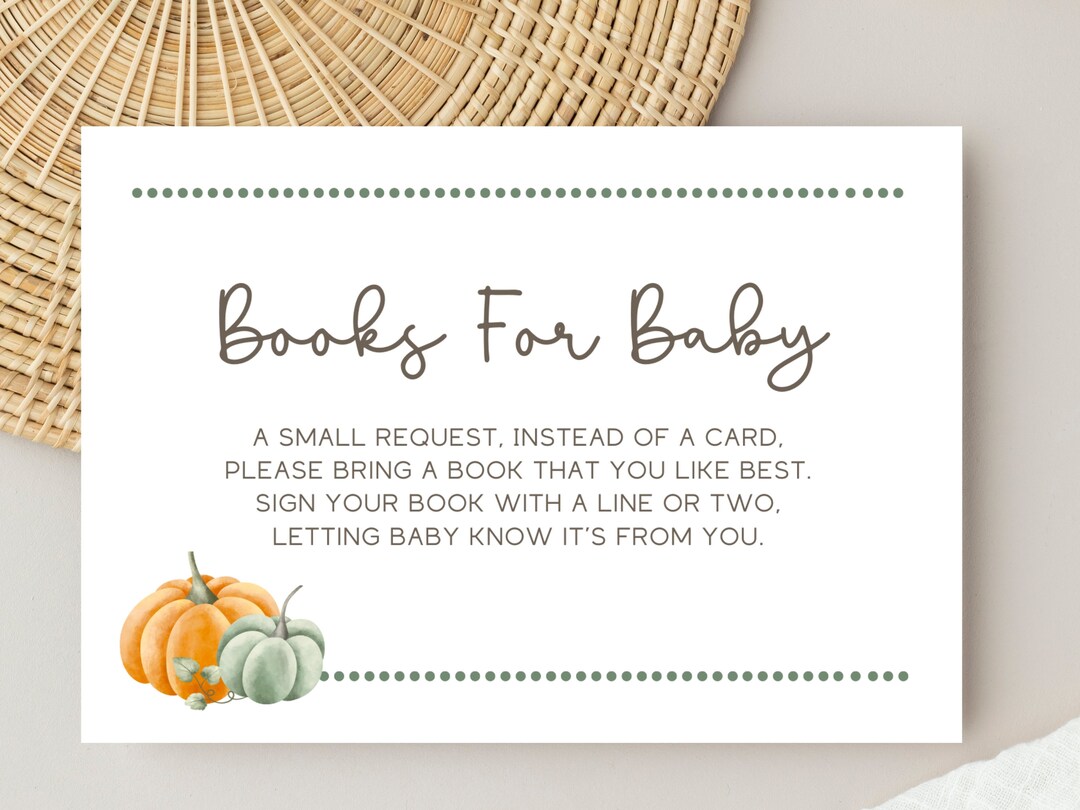 Books for Baby Card Printable for Fall and Autumn Themed Baby Showers ...
