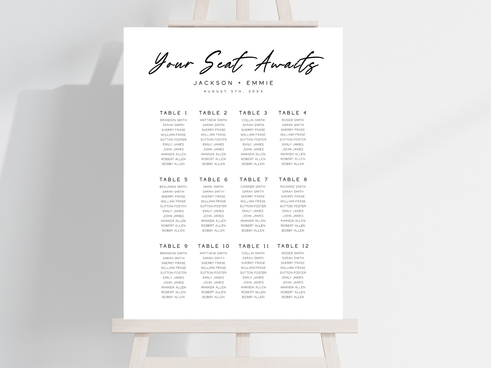 Minimalist Wedding Seating Chart - Your Seat Awaits - Reception Seating ...