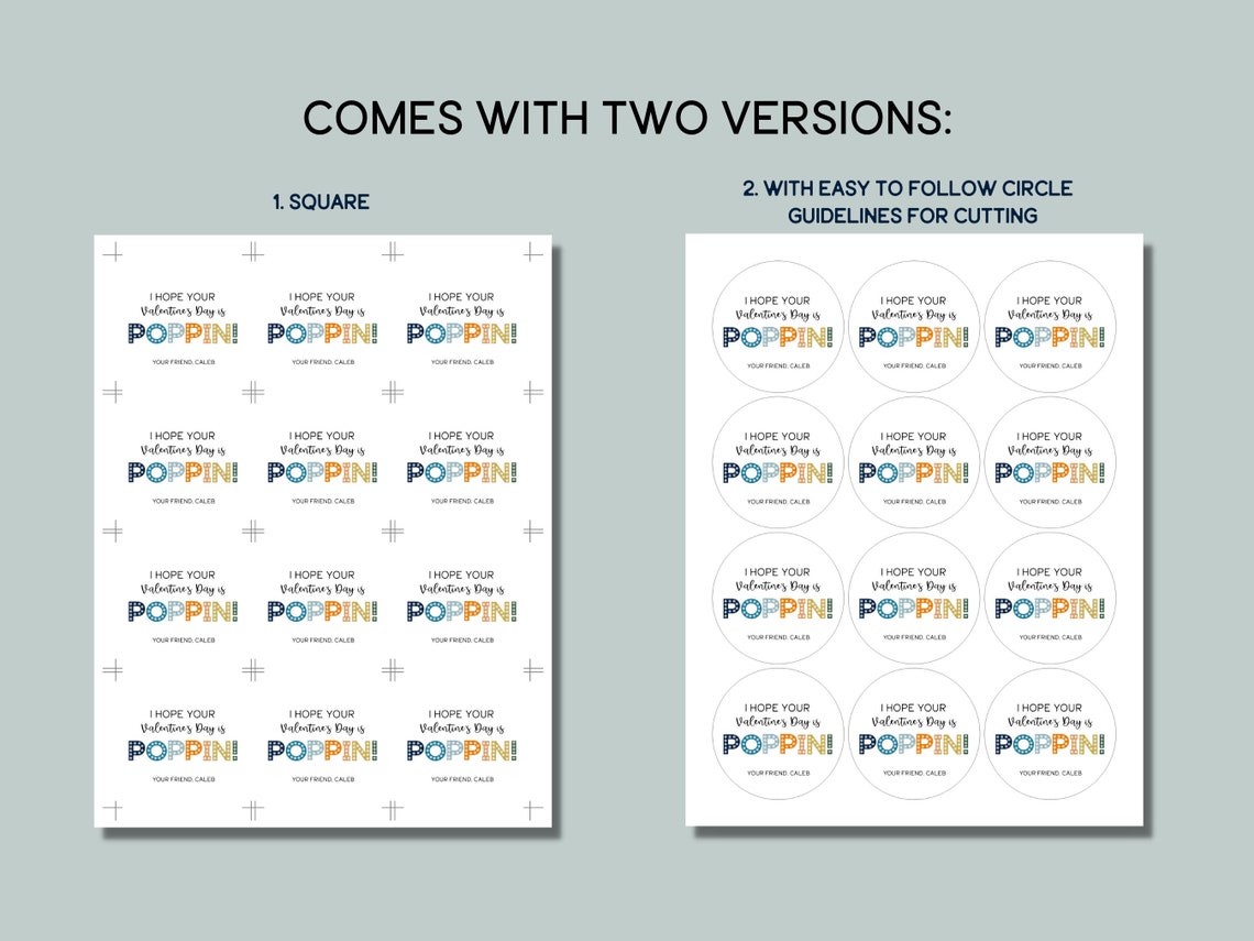 Fidget Popper Valentine's Day Tag blue & Orange Kid's and Toddler ...