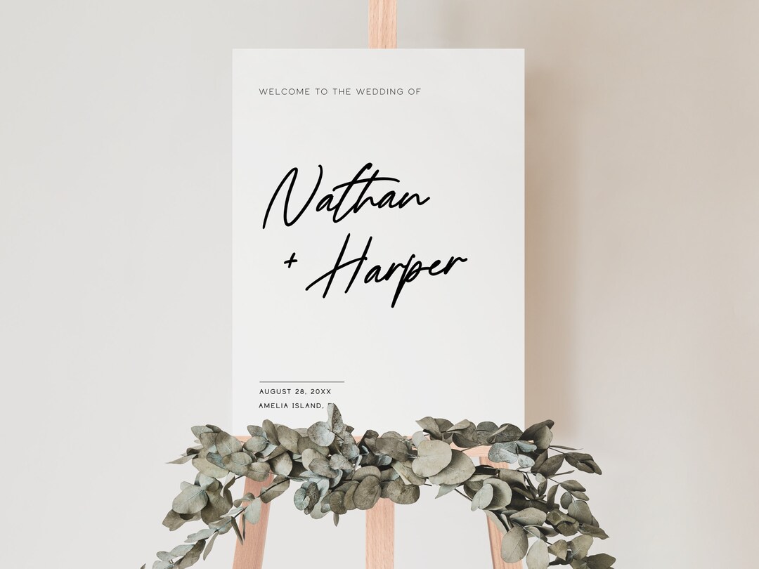 Minimalist Welcome Sign Template - Left Indented, Editable Modern ...