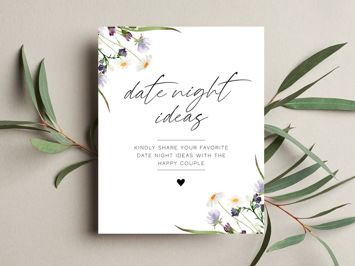 Date Night Ideas Printable Template- DIY Wedding Shower Advice - Dating ...