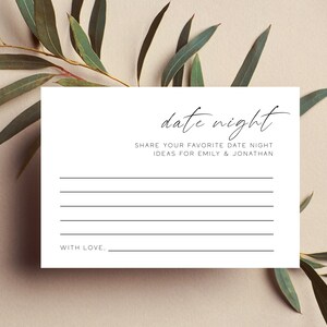 Modern Date Night Idea Sign and Cards - Editable Bridal Shower Game ...