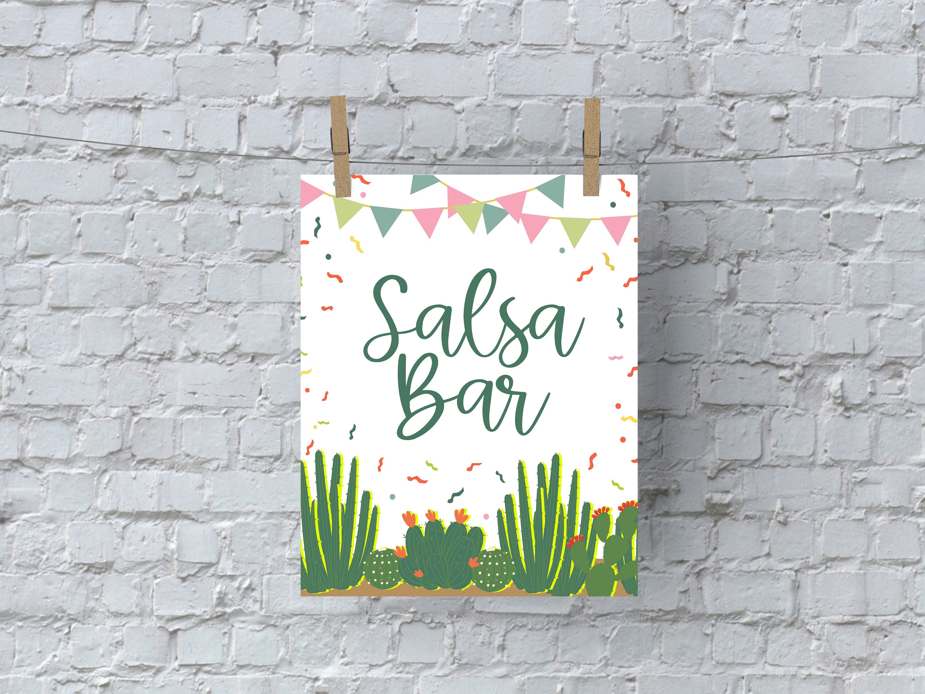 Fiesta Party Salsa Bar Sign - Bridal Shower - Baby Shower - Mexican ...
