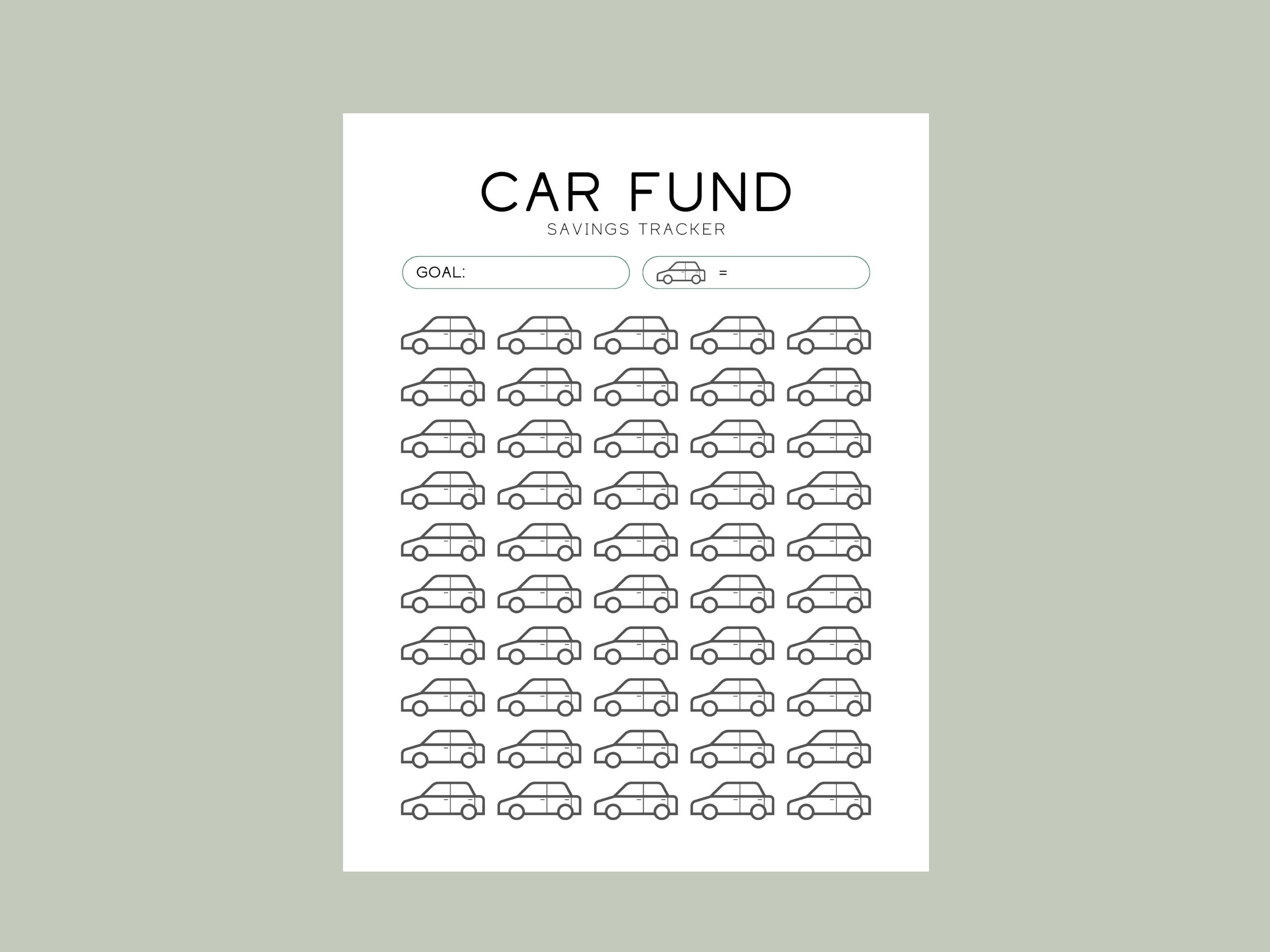 Car Fund Savings Tracker, Printable, Vehicle Savings Challenge, Car ...