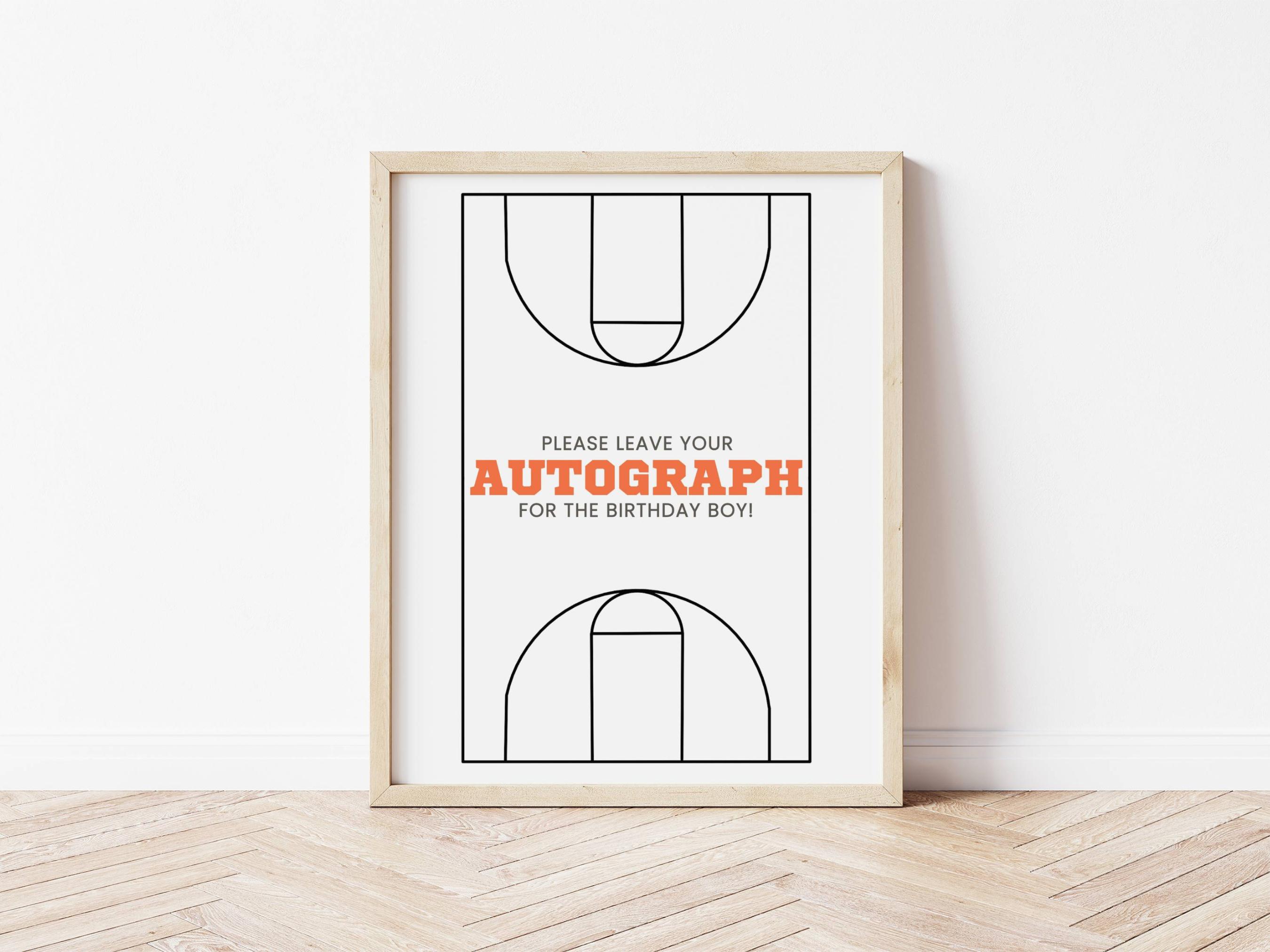 Basketball Autograph Station Sign, Template, Basketball Birthday ...