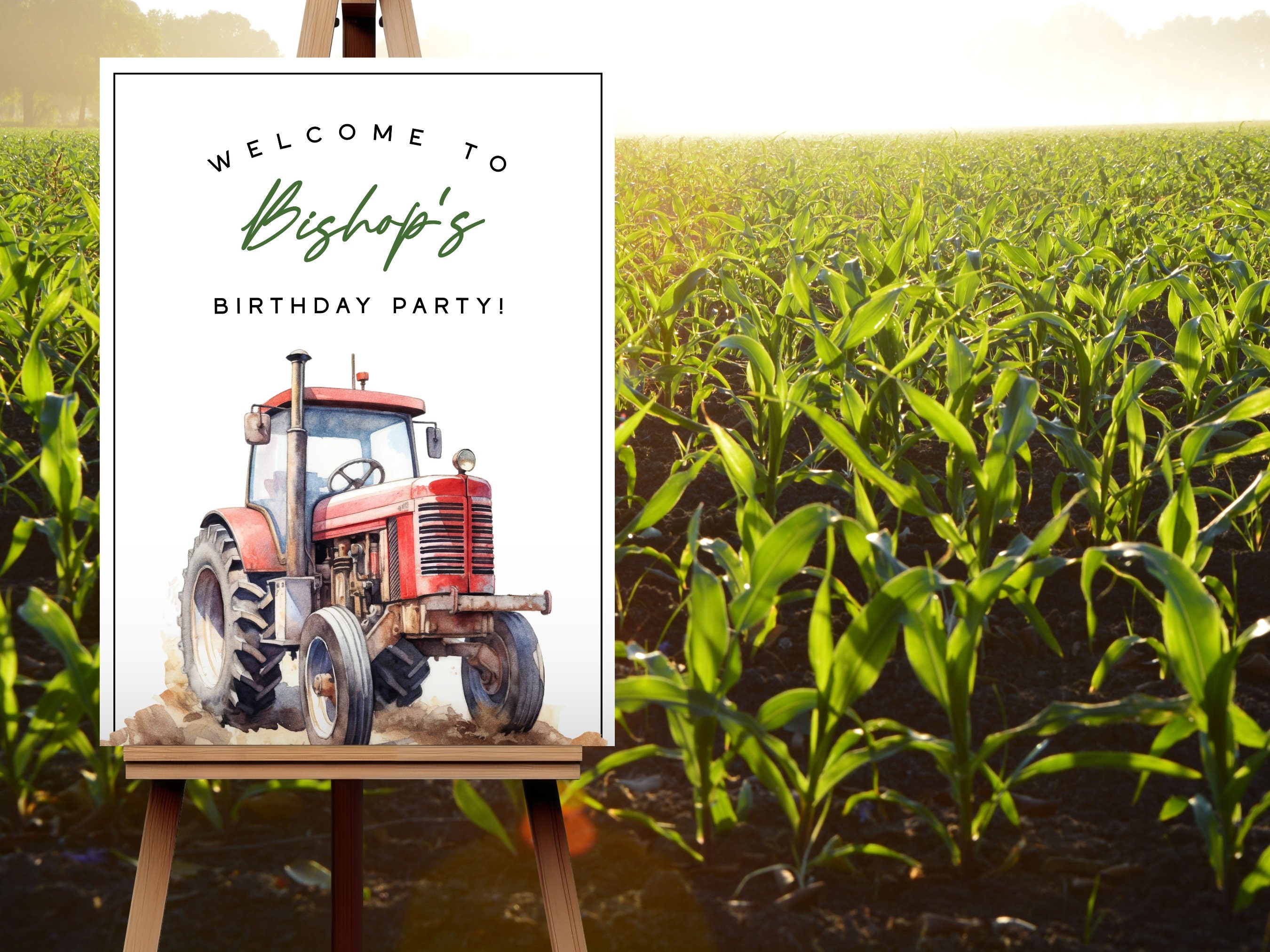 Red Tractor Birthday Welcome Sign, Farm Themed Birthday Sign, Editable ...