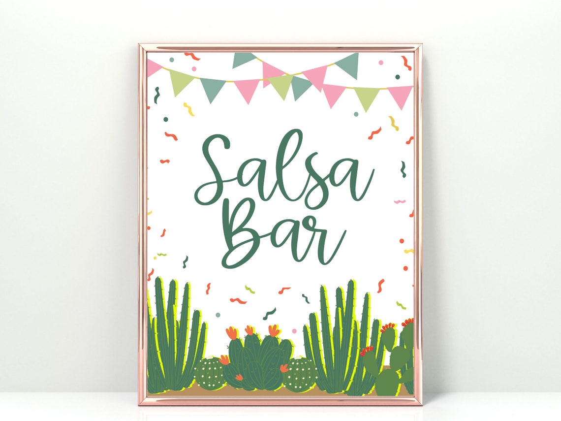 Fiesta Party Salsa Bar Sign - Bridal Shower - Baby Shower - Mexican ...
