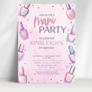 Mani Birthday Party Invitation Template, Spa Day Birthday Party ...