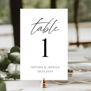 Wedding Table Number Signs - Editable, Minimalist, Elegant, Classic ...