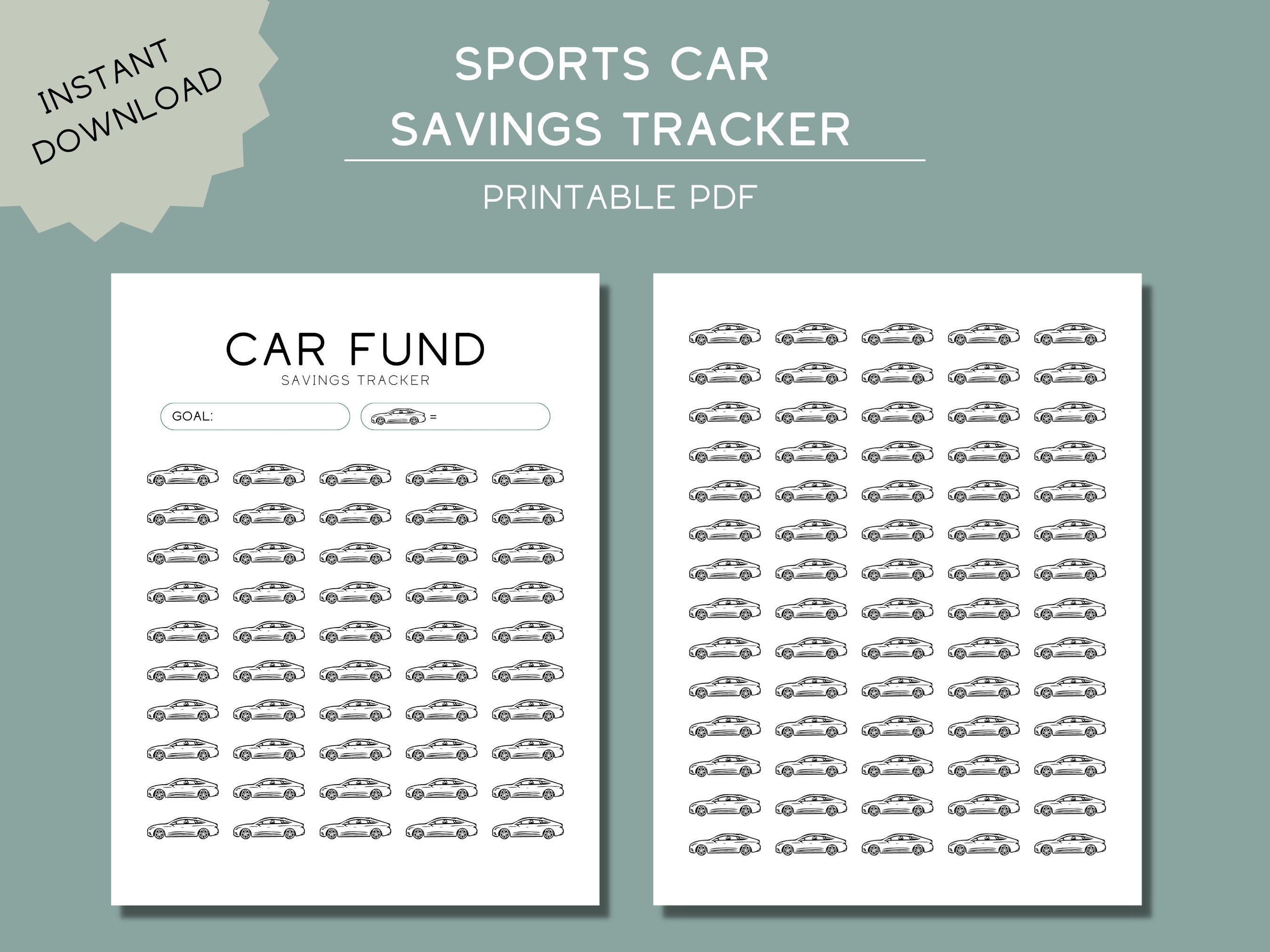 Sports Car Savings Tracker - Car Fund Savings Tracker - Sinking Fund ...