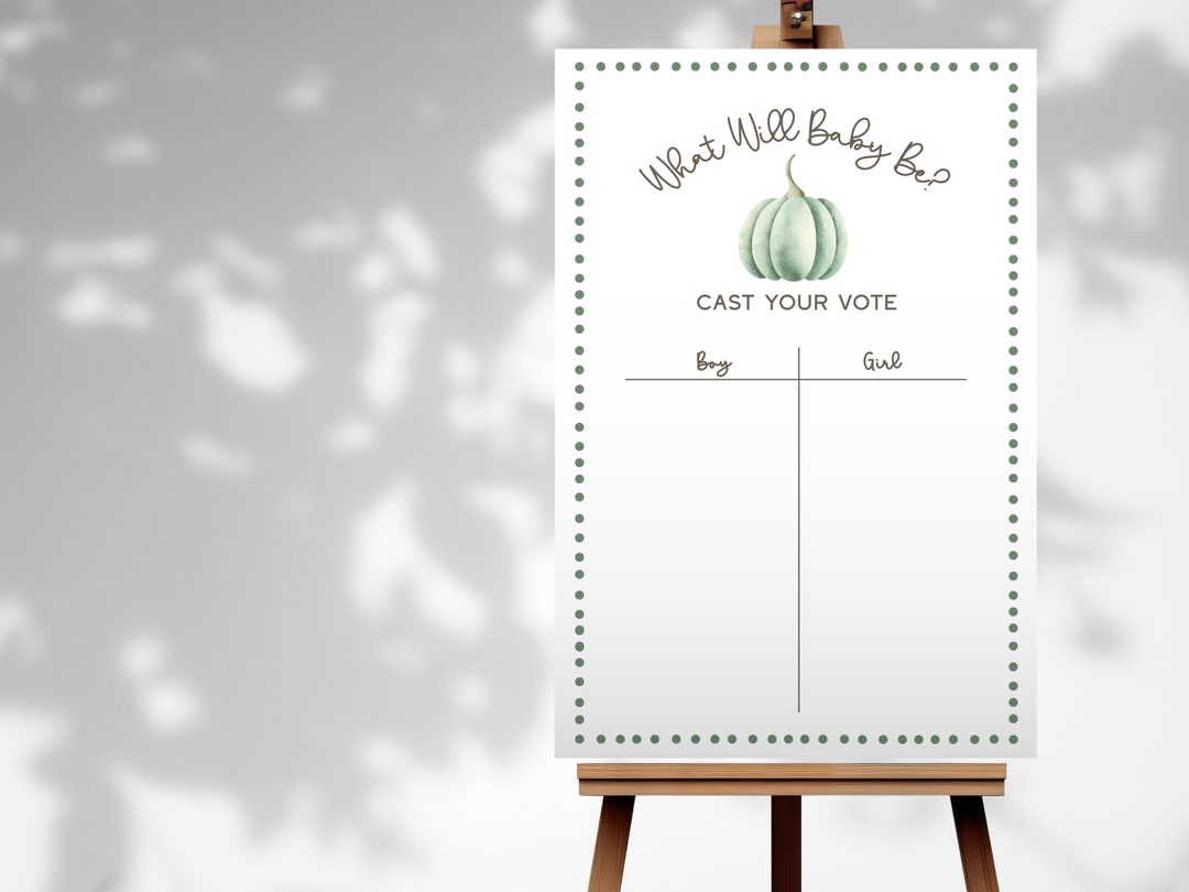 Pumpkin Gender Reveal Voting Poster, Editable Template, Fall Themed ...