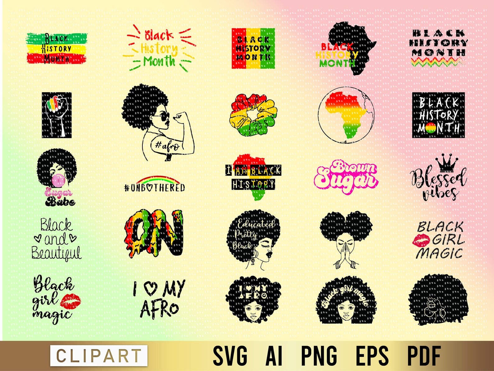 Black History Month Bundle SVG Afro Bundle Svg Afro SVG File - Etsy
