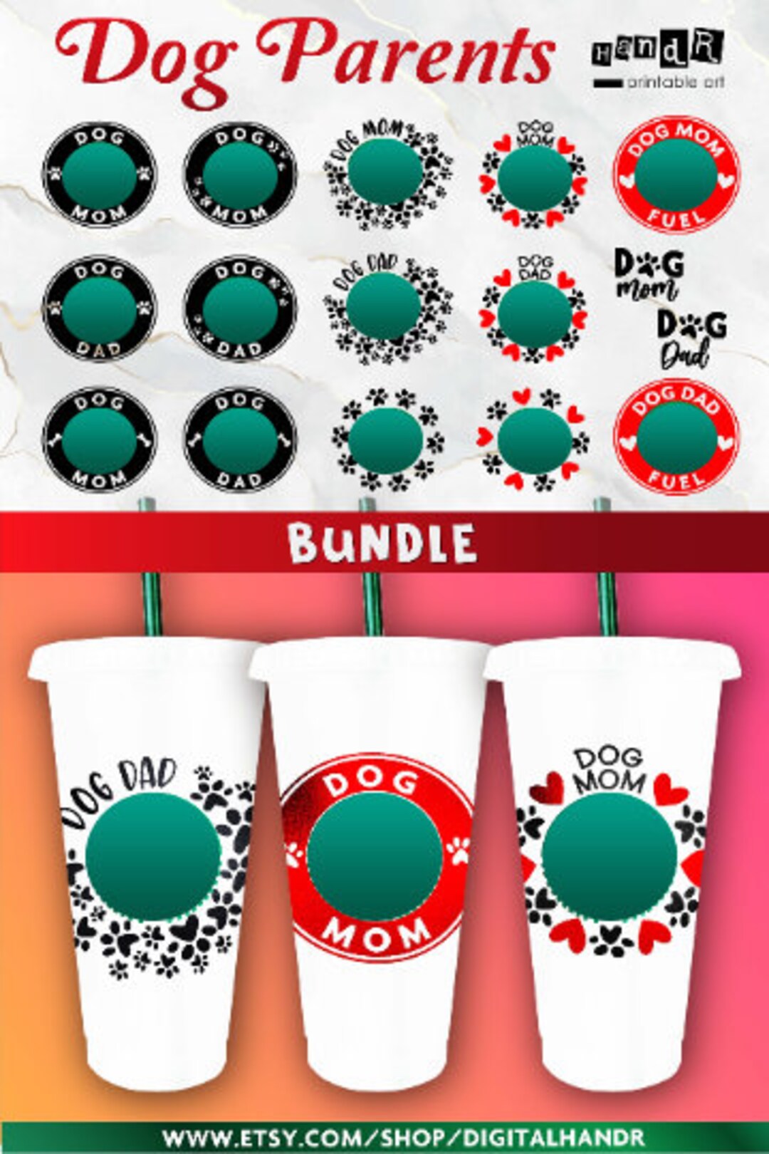 Starbucks Dog Mom & Dad Pre-sized Logo SVG Bundle Dog Starbucks Coffee ...