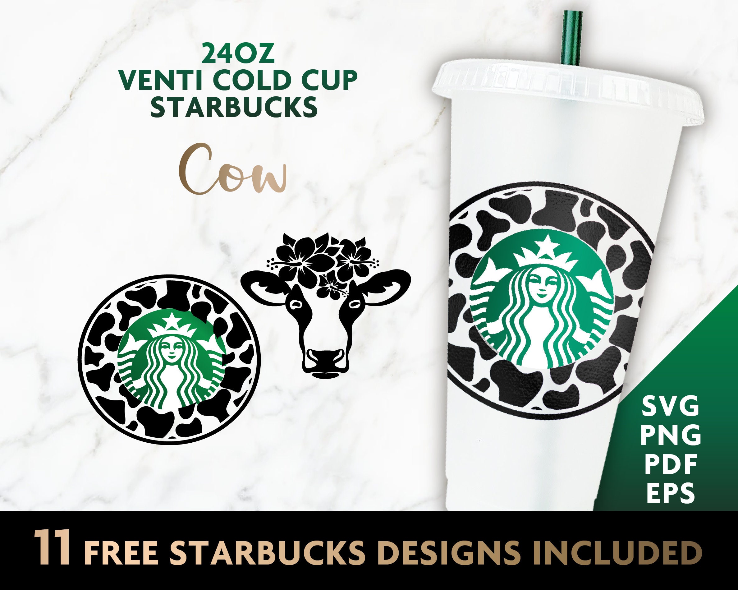 Cow Print Animal Pattern Cow Starbucks Coffee CUT File - Etsy