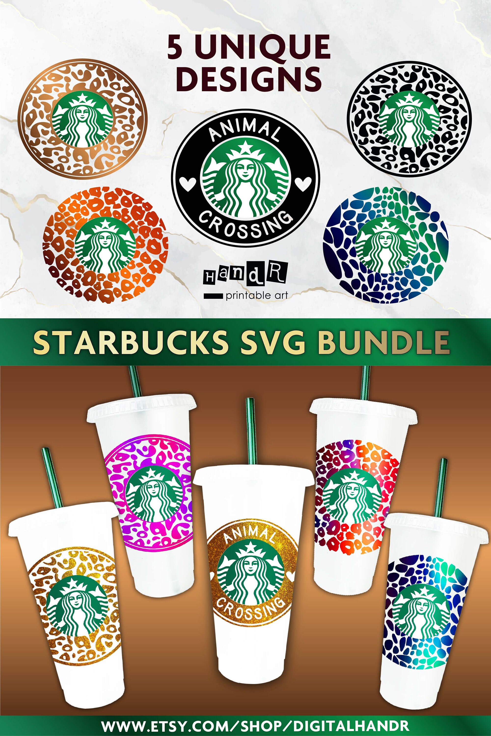 Print Starbucks Coffee bundle SVG file Leopard Starbucks | Etsy