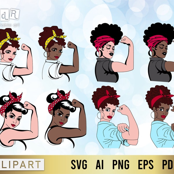 Black Rosie the Riveter Svg - Etsy