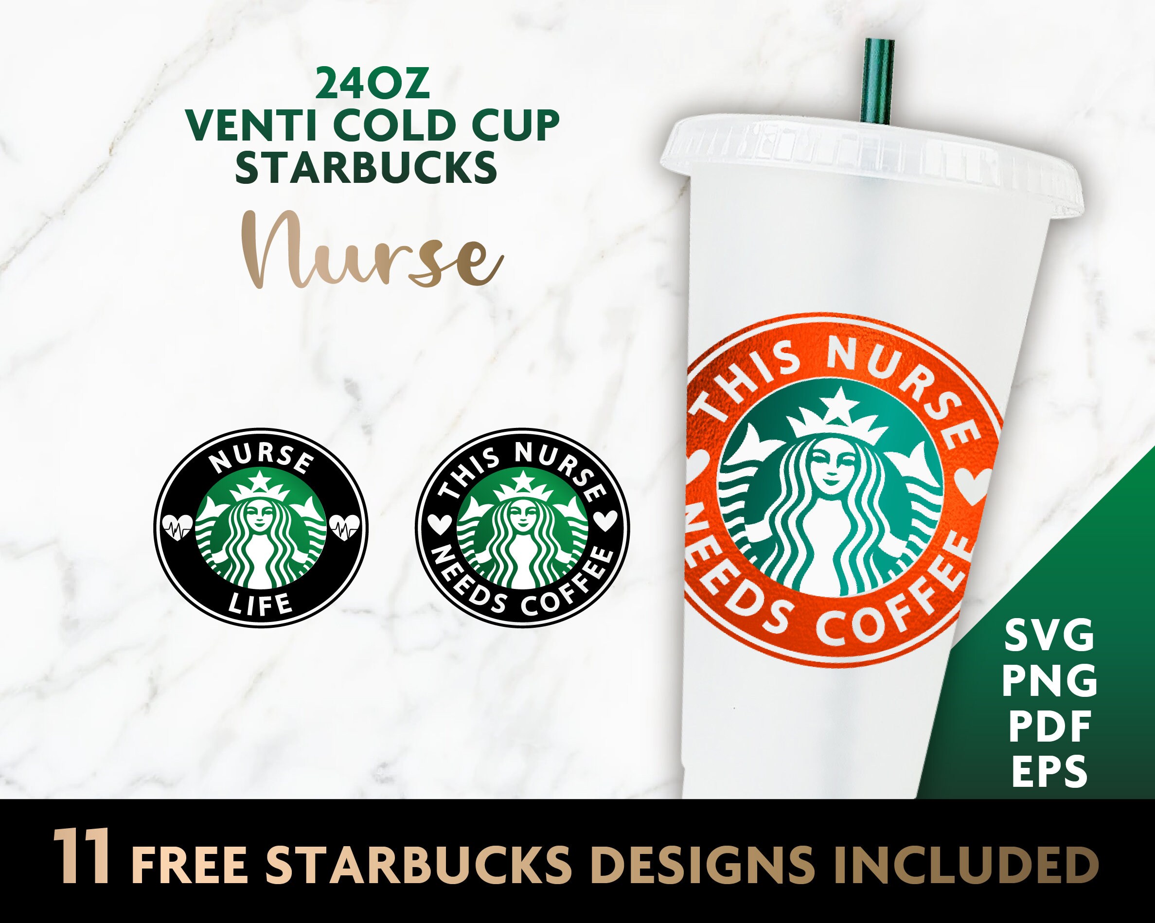 Nurse Coffeeprint Starbucks Coffee SVG File Design Nurse - Etsy