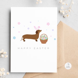 Dachshund Easter Card For, Doxie Easter Card, Sausage Dog Pastel Easter ...