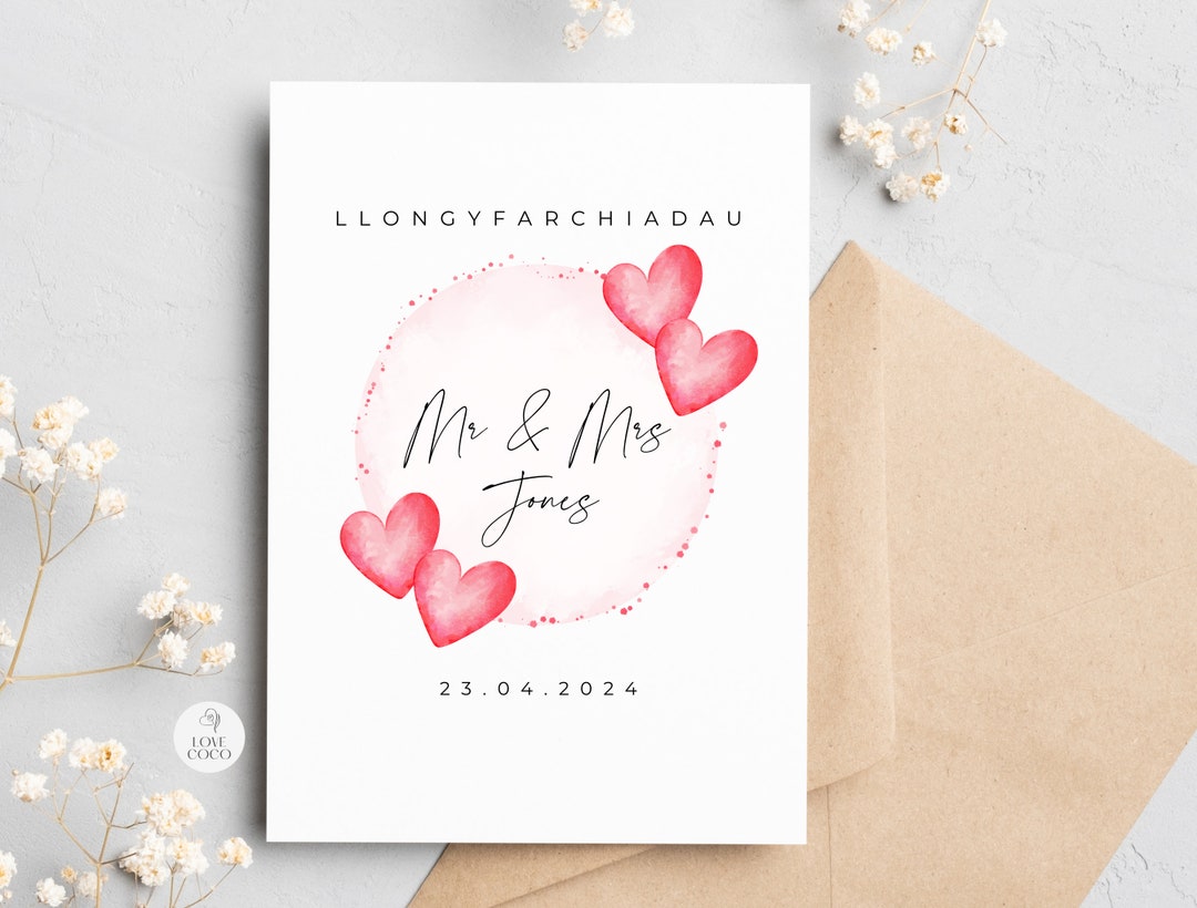 Welsh Wedding Llongyfarchiadau Personalised Wedding Card ...